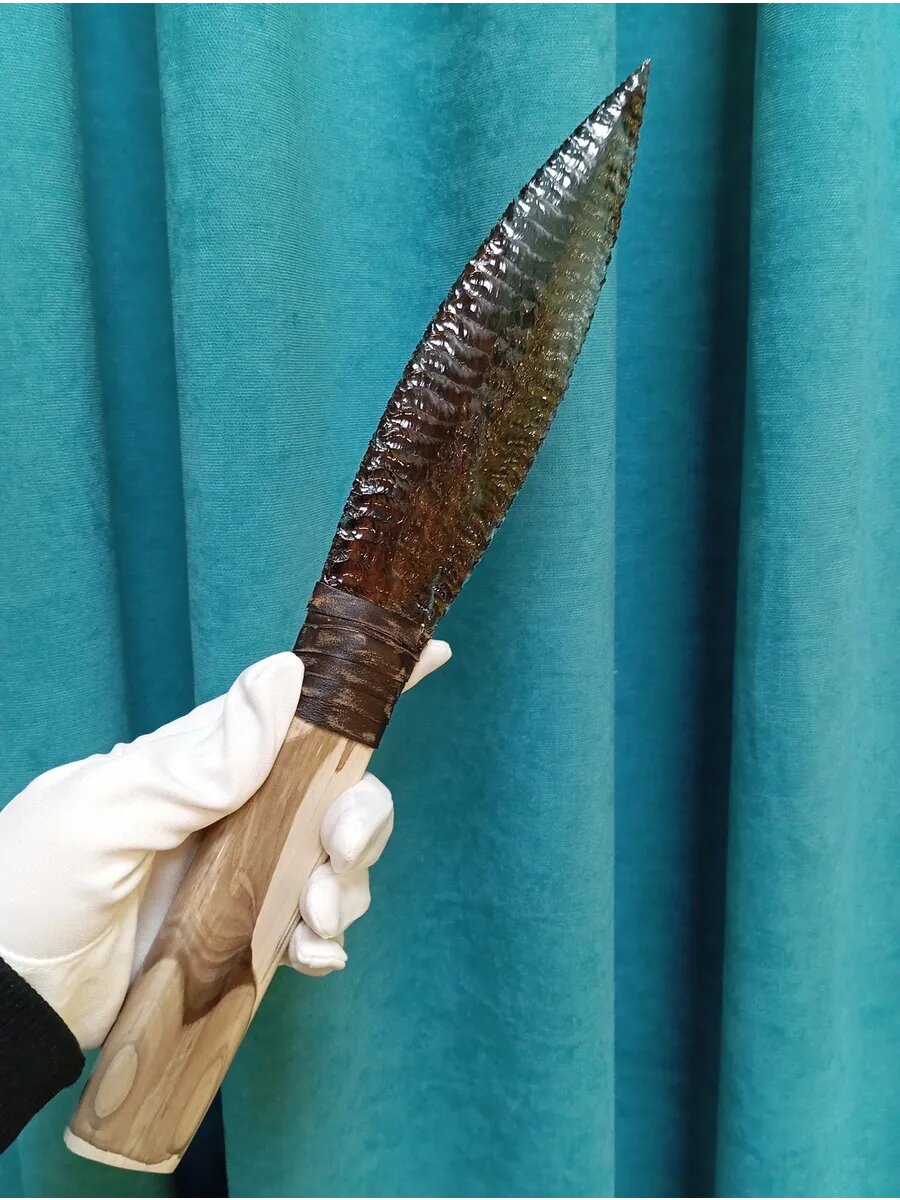 Нож обсидиановый окаменелое дерево 32 см