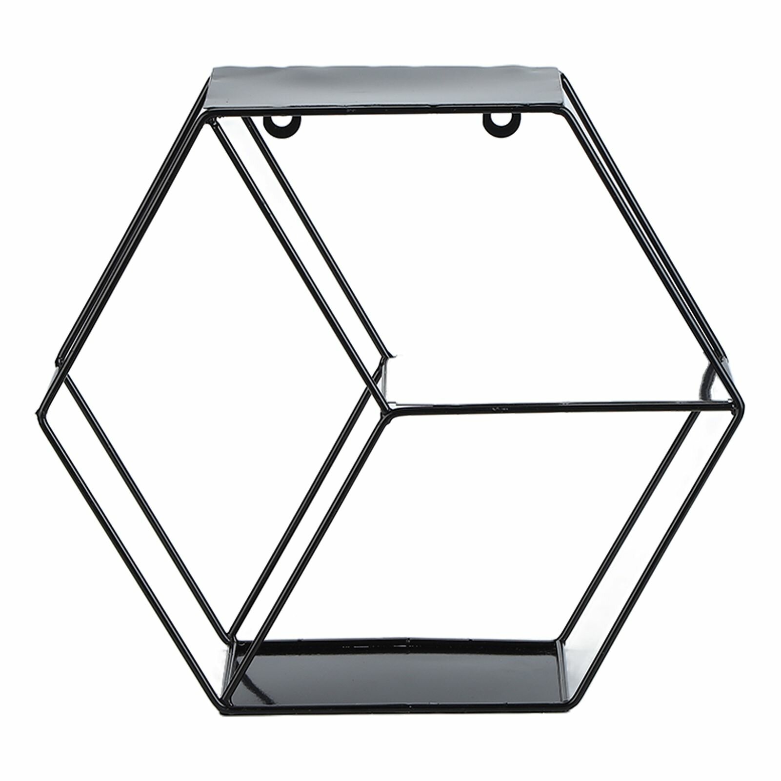 Шестиугольная кованая железная настенная полка черного цвета, простые современные шестиугольные полки для спальни, гостиной, офиса, украшения и хранения