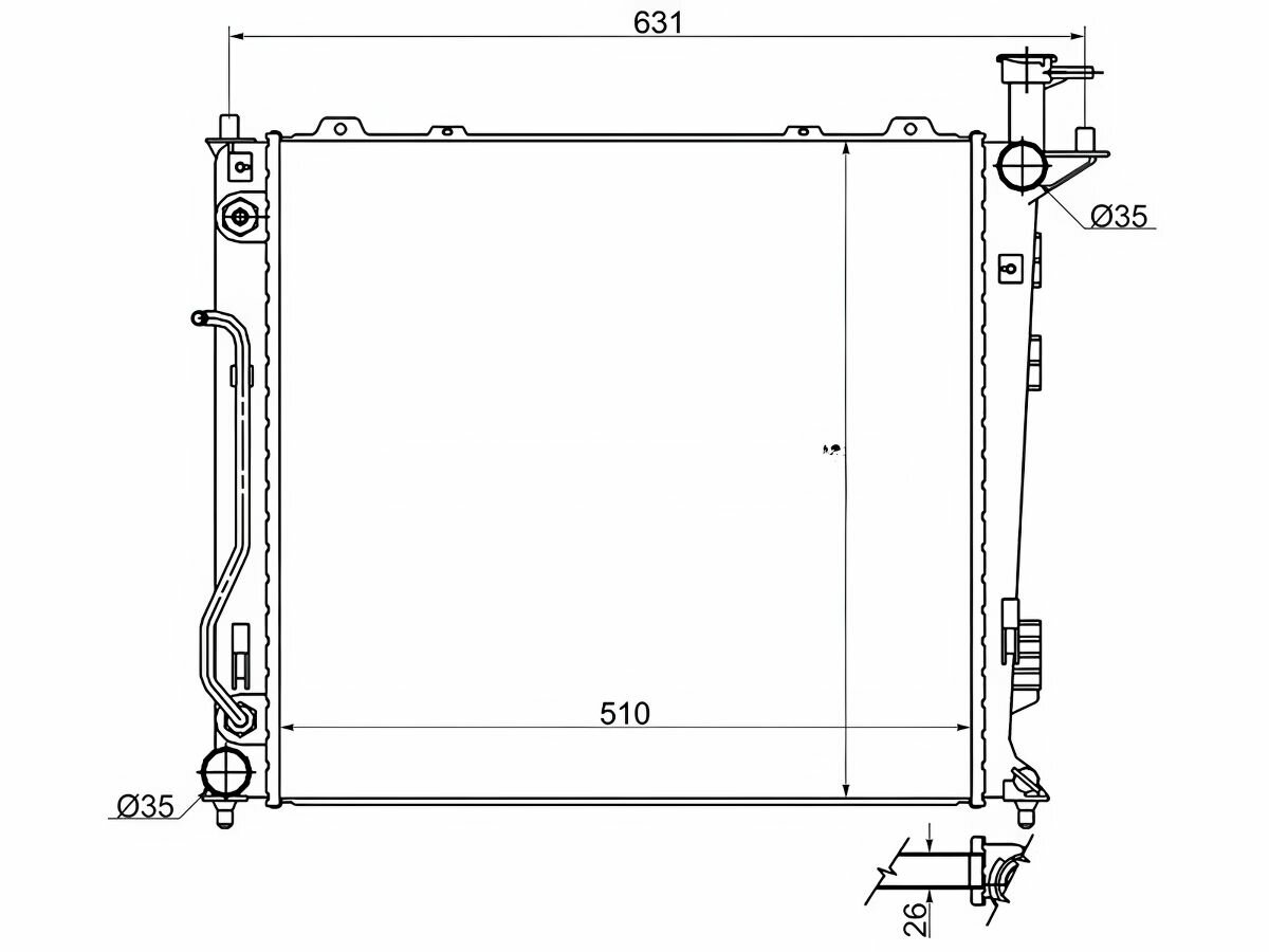 Радиатор охлаждения двигателя для Хендай Гранд Санта фе, Санта фе, КИА Соренто арт KI000509D SAT