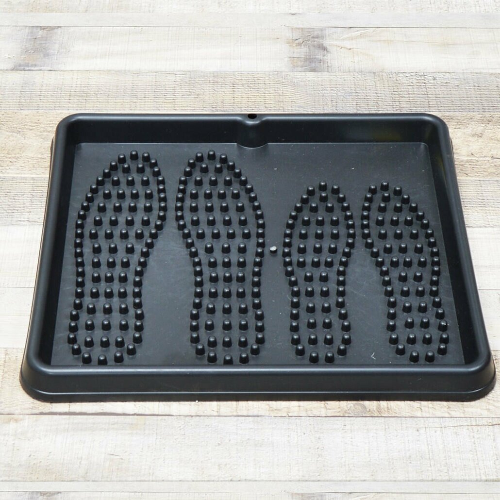 Лоток для обуви антискольжение, пластик, 43х39х2,8см, рельефная поверхность, черный