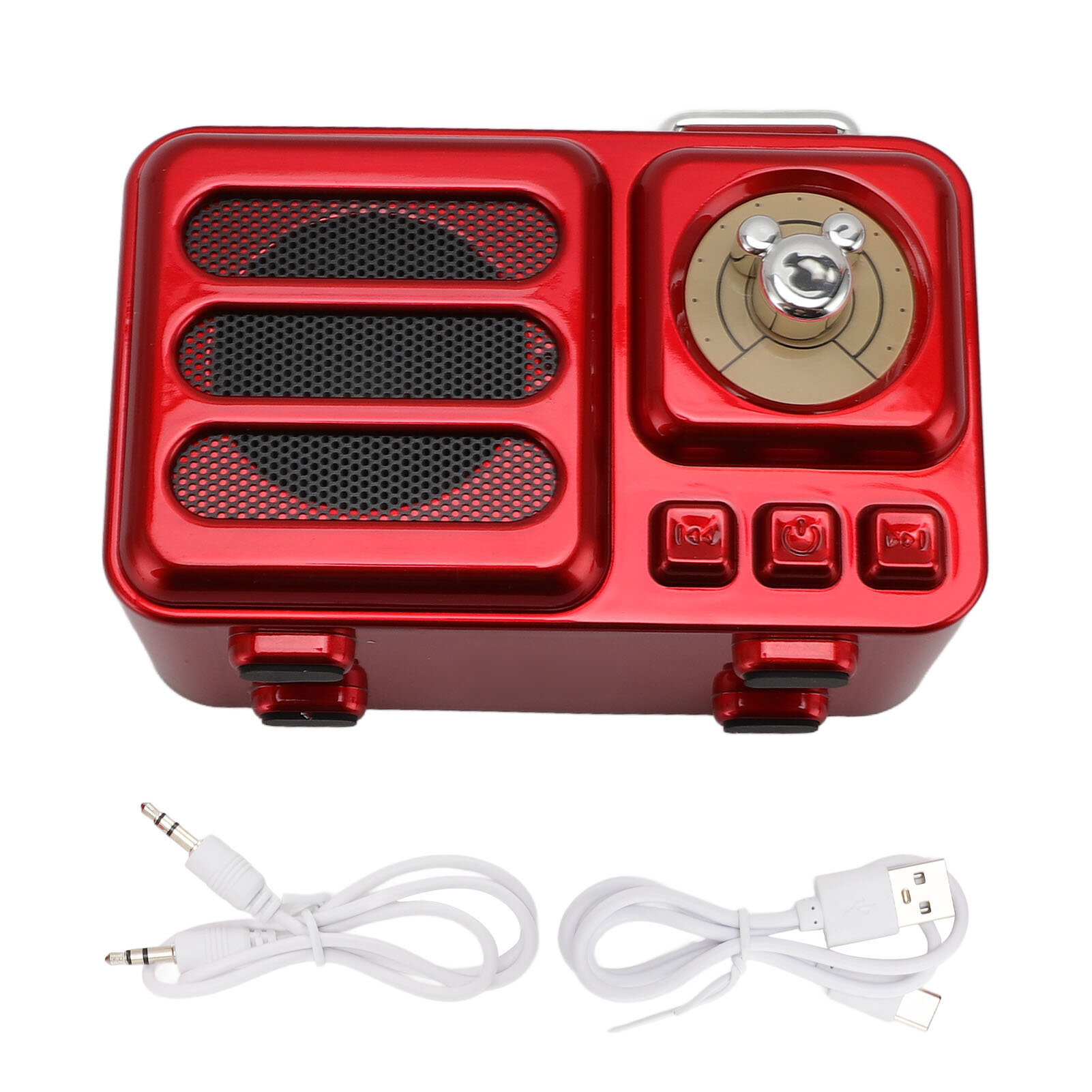 Беспроводная Bluetooth-колонка в стиле ретро, 5.3-дюймовый портативный компактный радиоприемник для спальни, вечеринок и улицы, красный.