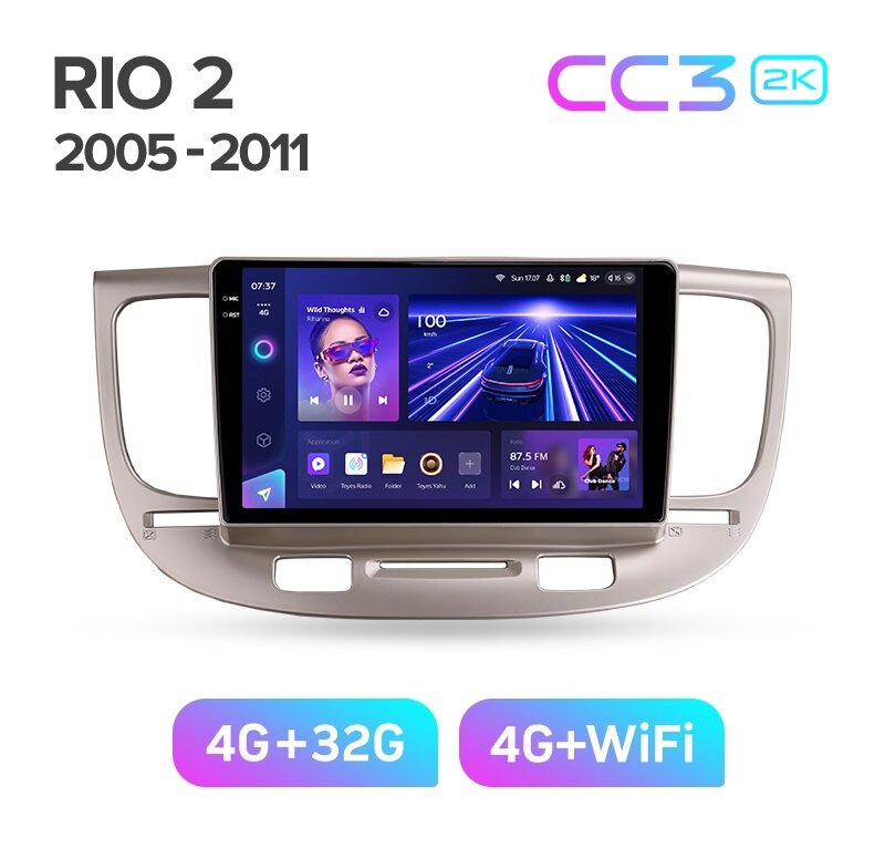 Магнитола TEYES KIA RIO 2 2005-2011 г. CC3 2K 4/32 ГБ Android 10, 8-ядерный процессор QLED экран