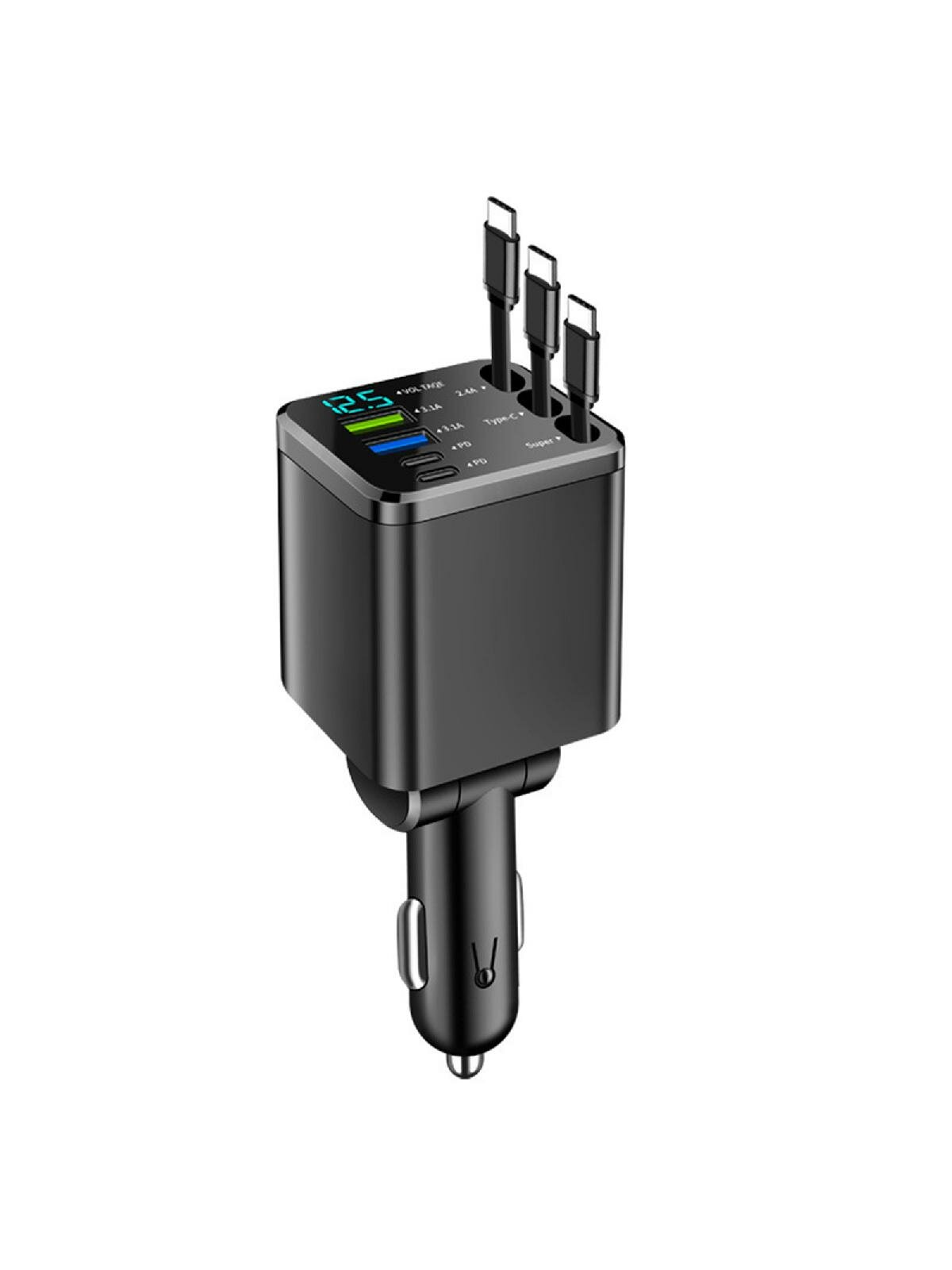 Регулируемые автомобильные зарядные устройства, выдвижной кабель 27,5 дюйма, быстрая зарядка с небольшим чипом