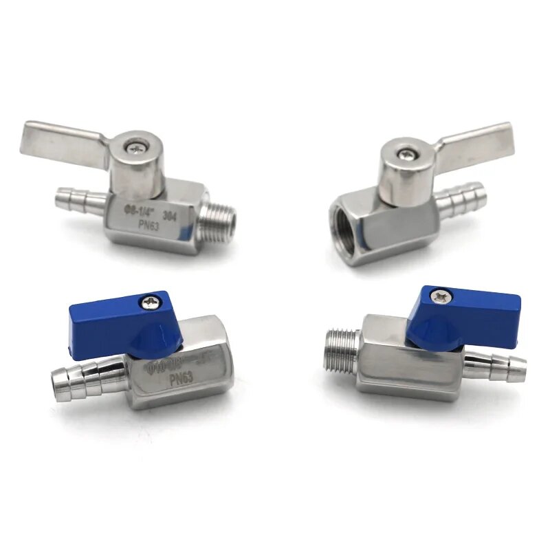 Мини-шаровой кран из нержавеющей стали 304 1/8"-1/2" 3/8", 8mm, Stainless Steel, Male