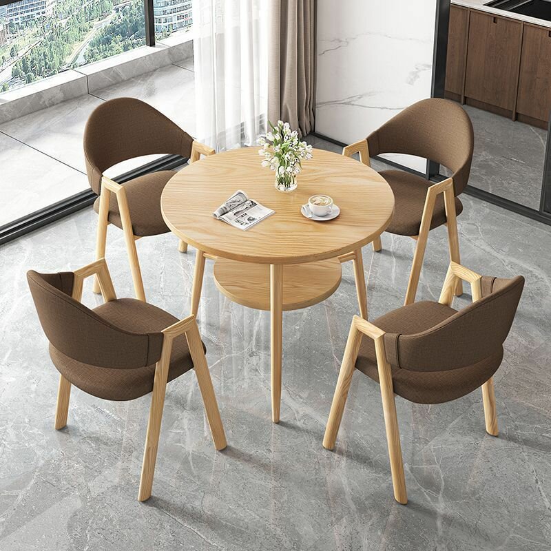 Столовая группа, круглый стол 80x75 см и 4 стула