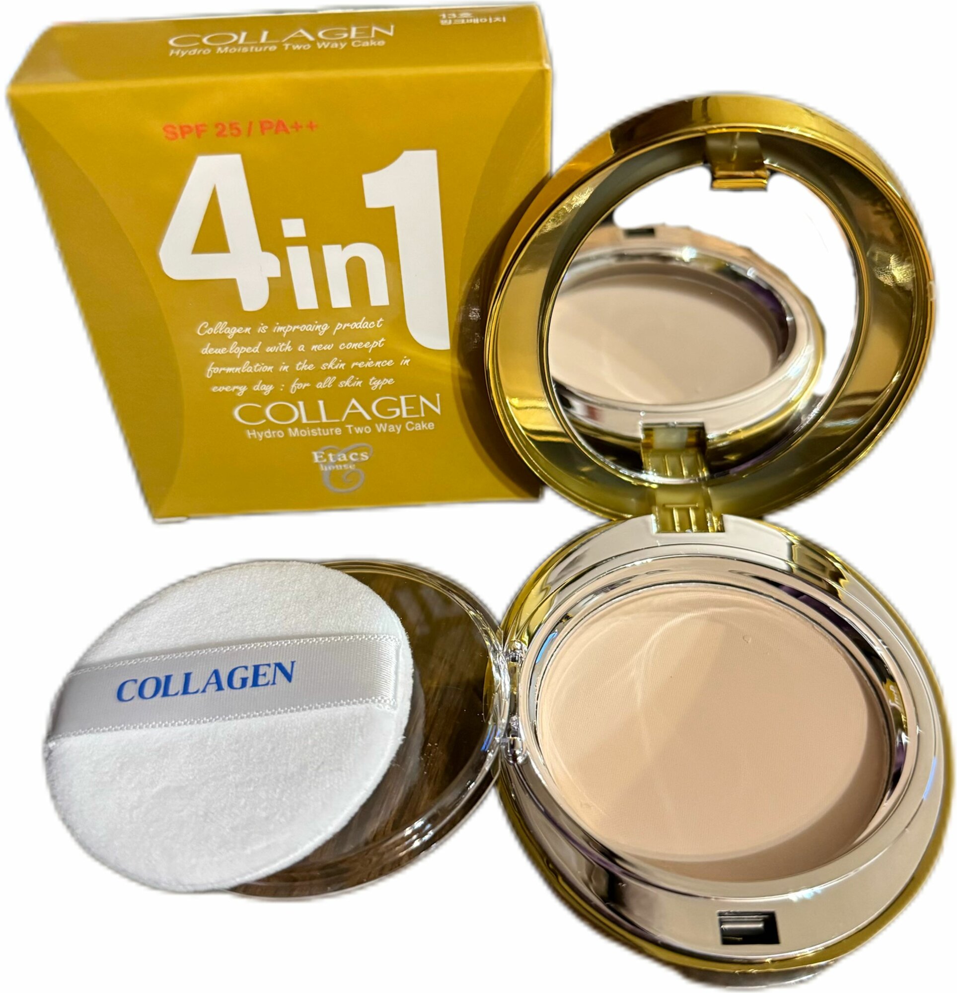 4 in 1 Пудра для лица увлажняющая, COLLAGEN, SPF 25 PA++, 13 гр