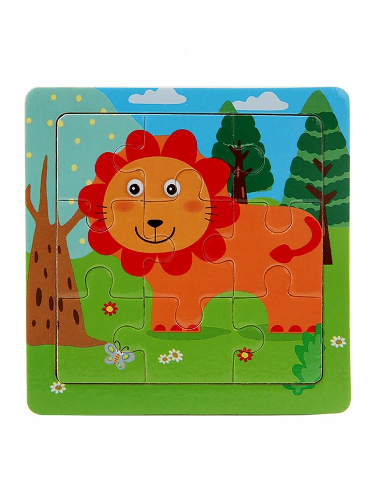Пазл, деревянный пазл Монтессори из 9 частей-Лев