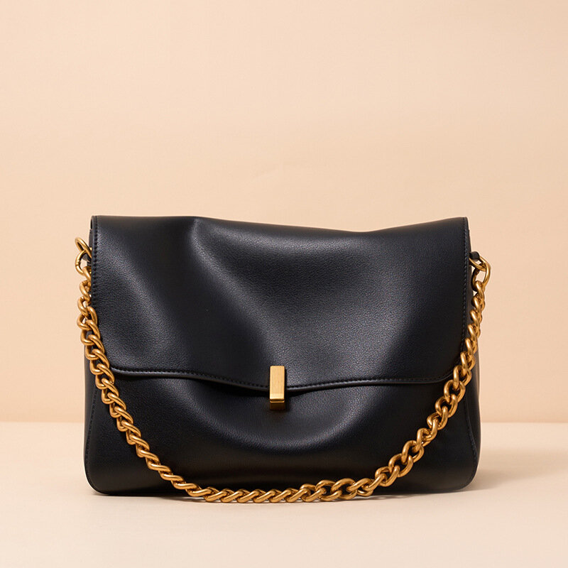 Большая сумка из коровьей кожи, сумка через плечо, ниша, высококачественная сумка на цепочке, большая вместительная сумка через плечо для женщин