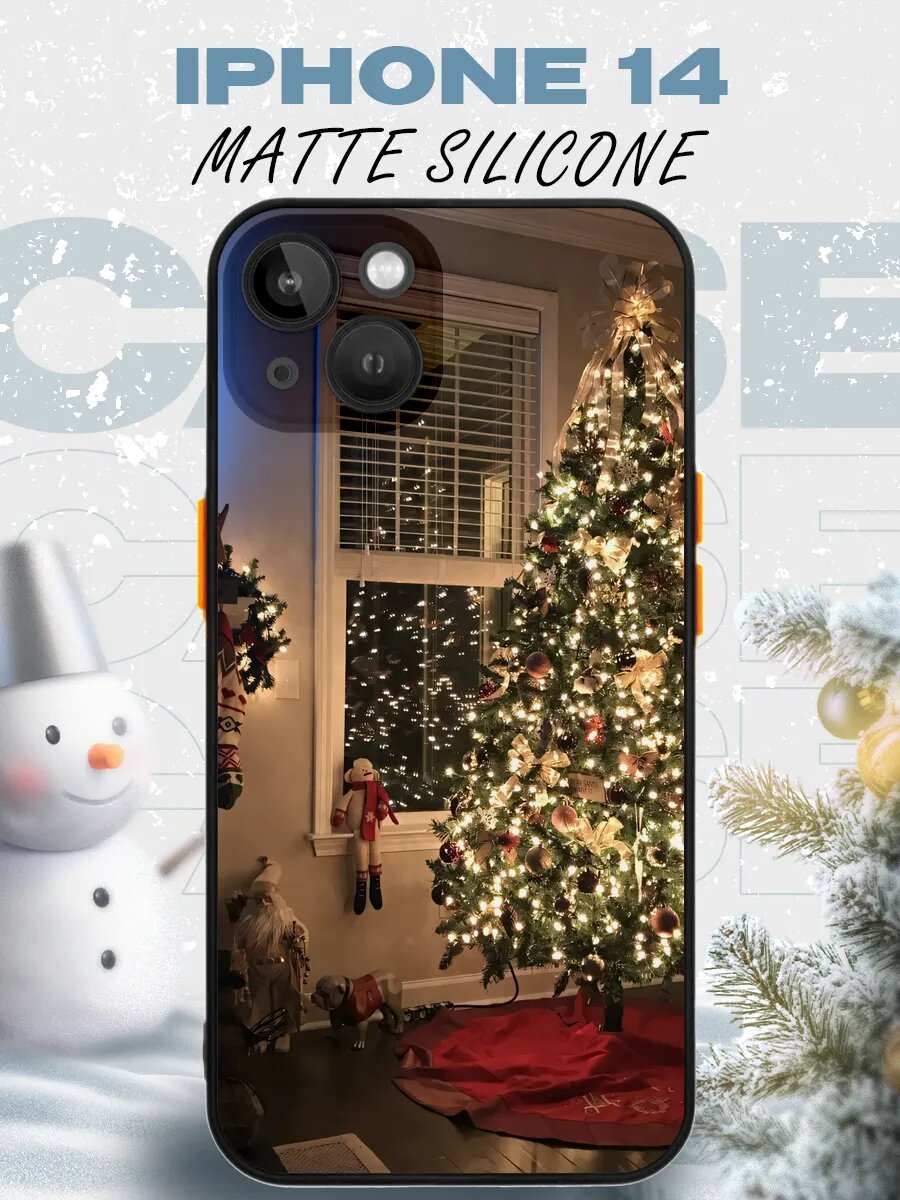 Новогодний силиконовый чехол iPhone 14 елка