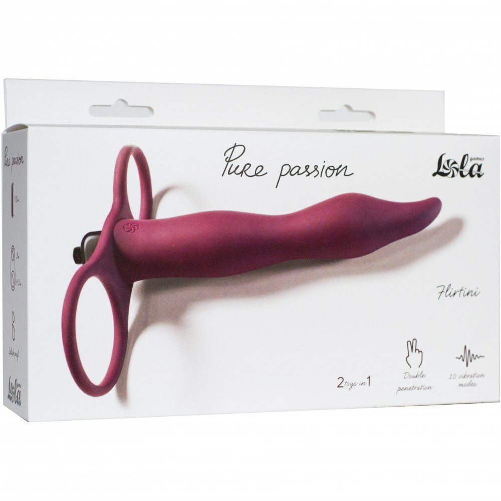 Вибронасадка для двойного проникновения PURE PASSION FLIRTINI WINE RED