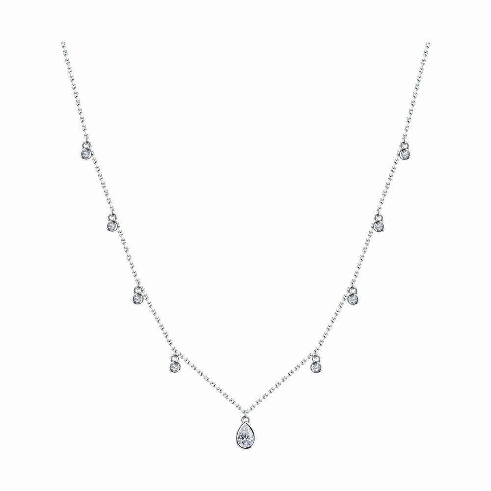 Колье, серебро, 925 проба, родирование, фианит