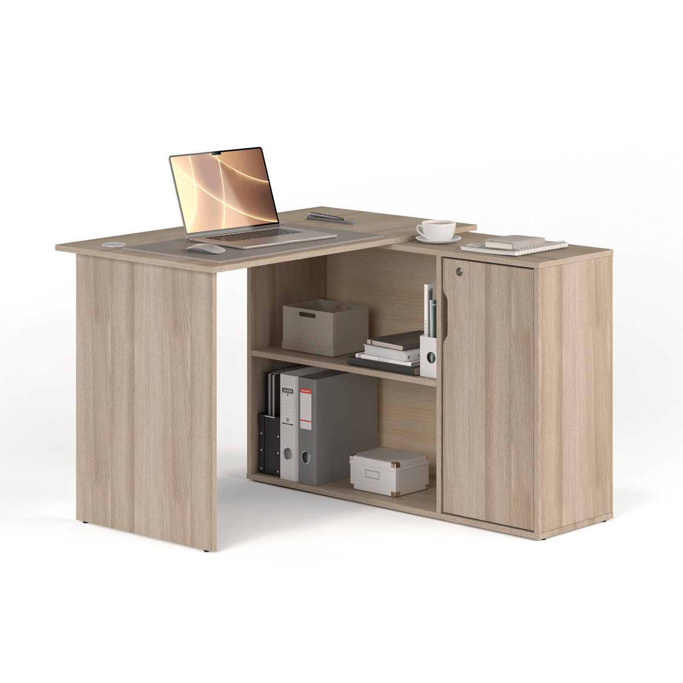 Стол письменный БАНГА-91 правый Ясень светлый