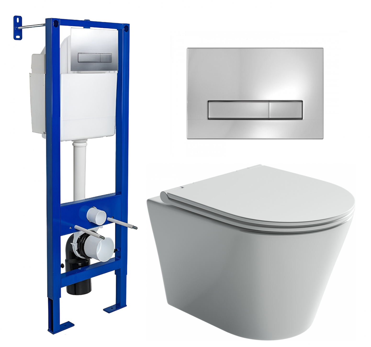 Комплект 3 в 1 инсталляция Berges Wasserhaus Atom Line 410 + Унитаз подвесной Ceramica Nova Forma CN3011 + кнопка хром