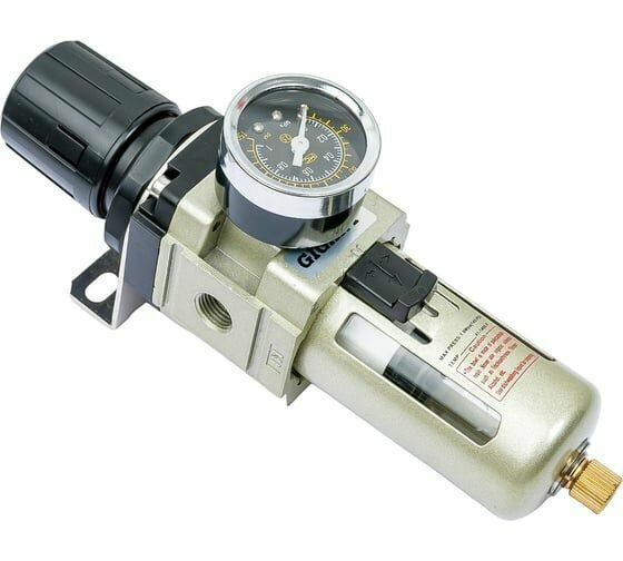 Фильтр влагоотделитель для компрессора с регулятором давления (1/4"; манометр; 2000 л/мин; 10 бар) Gigant GAW3000-02