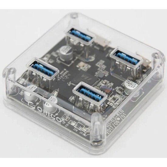 Разветвитель Orico USB MH4U-U3 (прозрачный), -MH4U-U3-10-CR-BP