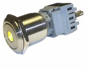 1 штука Кнопка антивандальная LAS1-BGQ-11ZD/24V желтая мет 5A 250V (арт.62573)
