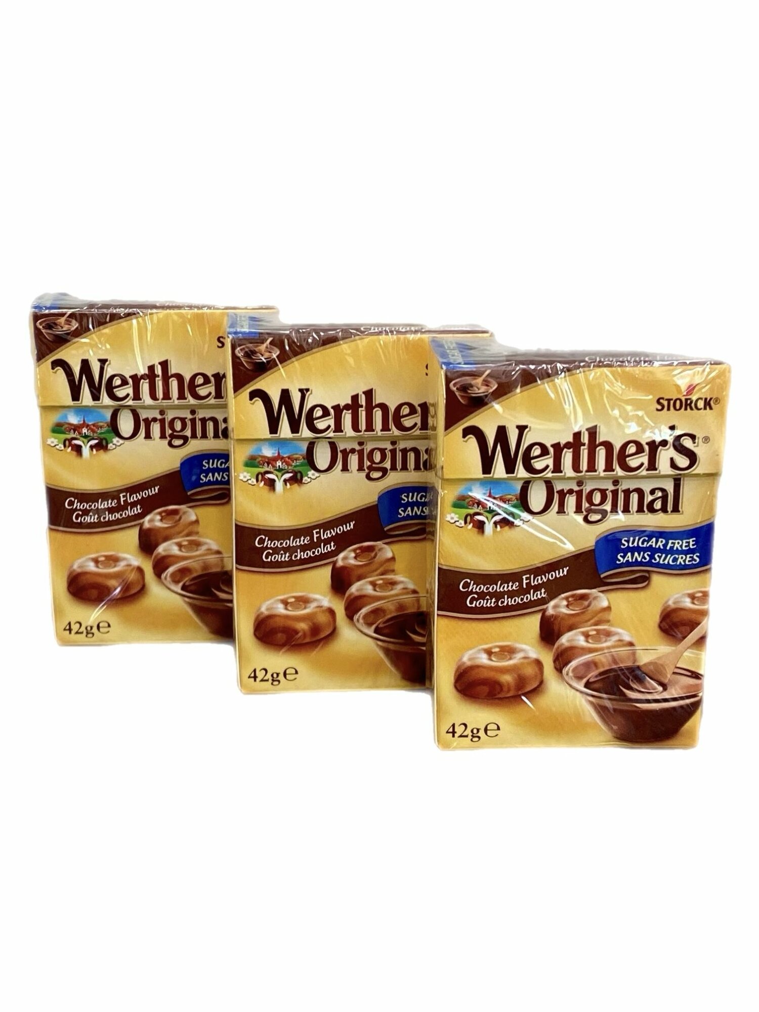 Конфеты Werther's Original chocolate flavour, ириски со вкусом шоколада без сахара, 3x42 г (из Финляндии)