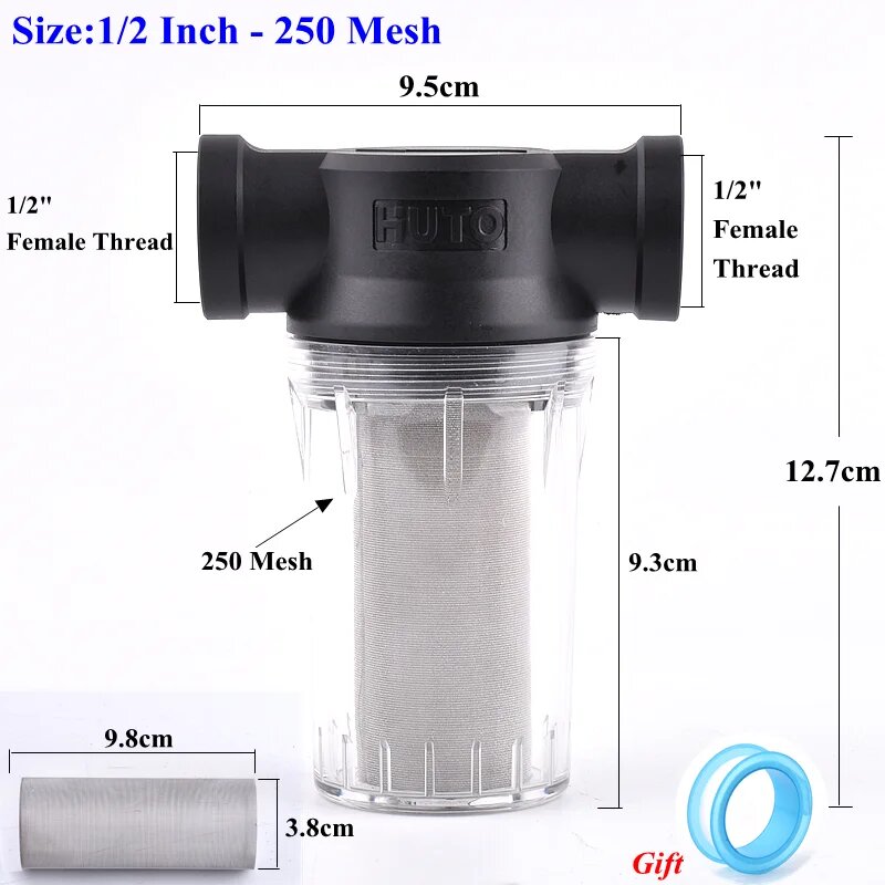 Фильтр для воды 1/2 Inch, 250 Mesh, белый