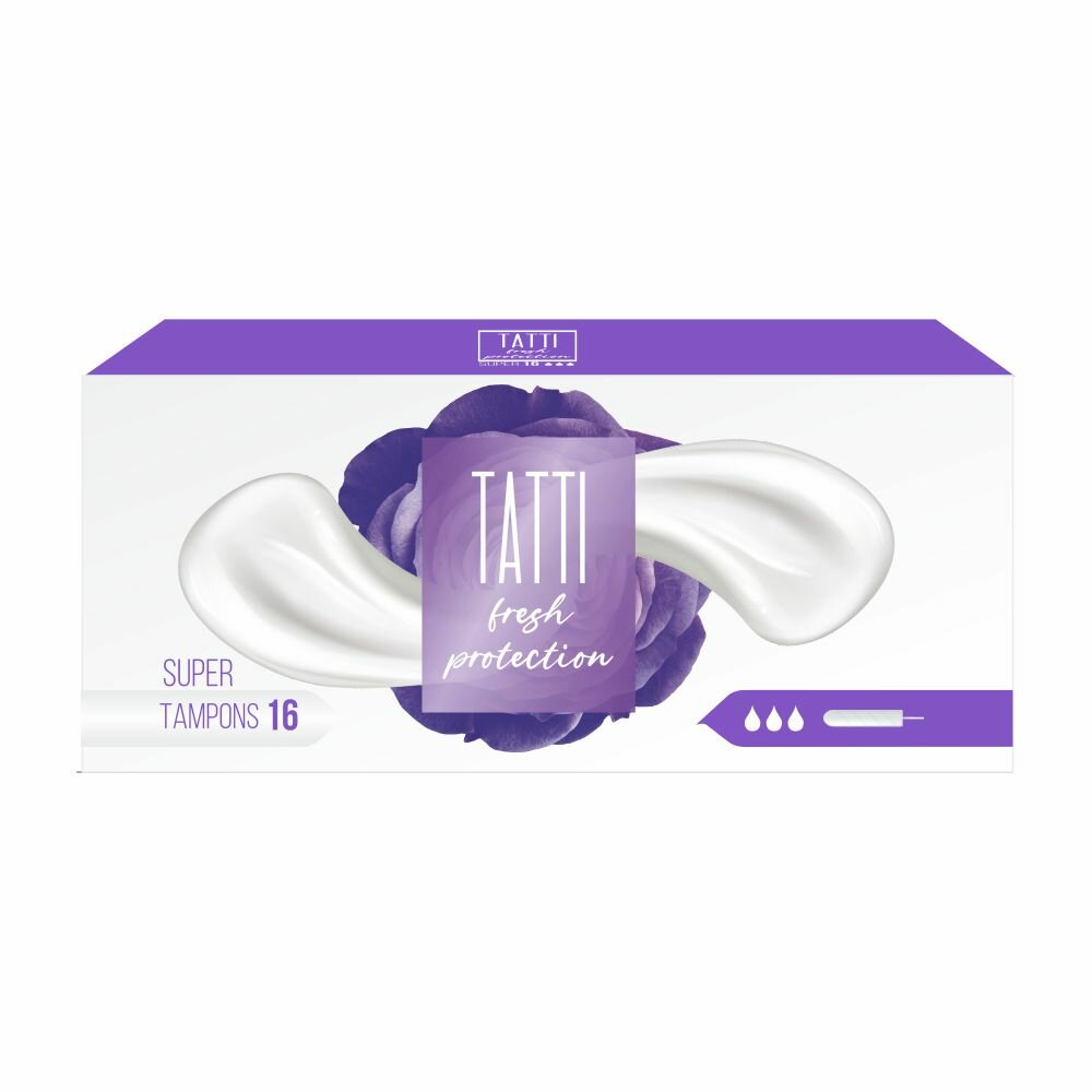 Тампоны Tatti, без аппликатора, super 3 капли, 16шт