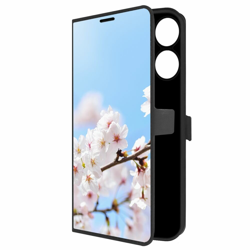 Чехол-книжка Krutoff Eco Book для Realme Note 60X Цветение (черный)