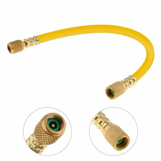 Шланг 25см 1/4 SAE (female-female/мама-мама) фреоновый, желтый 250мм