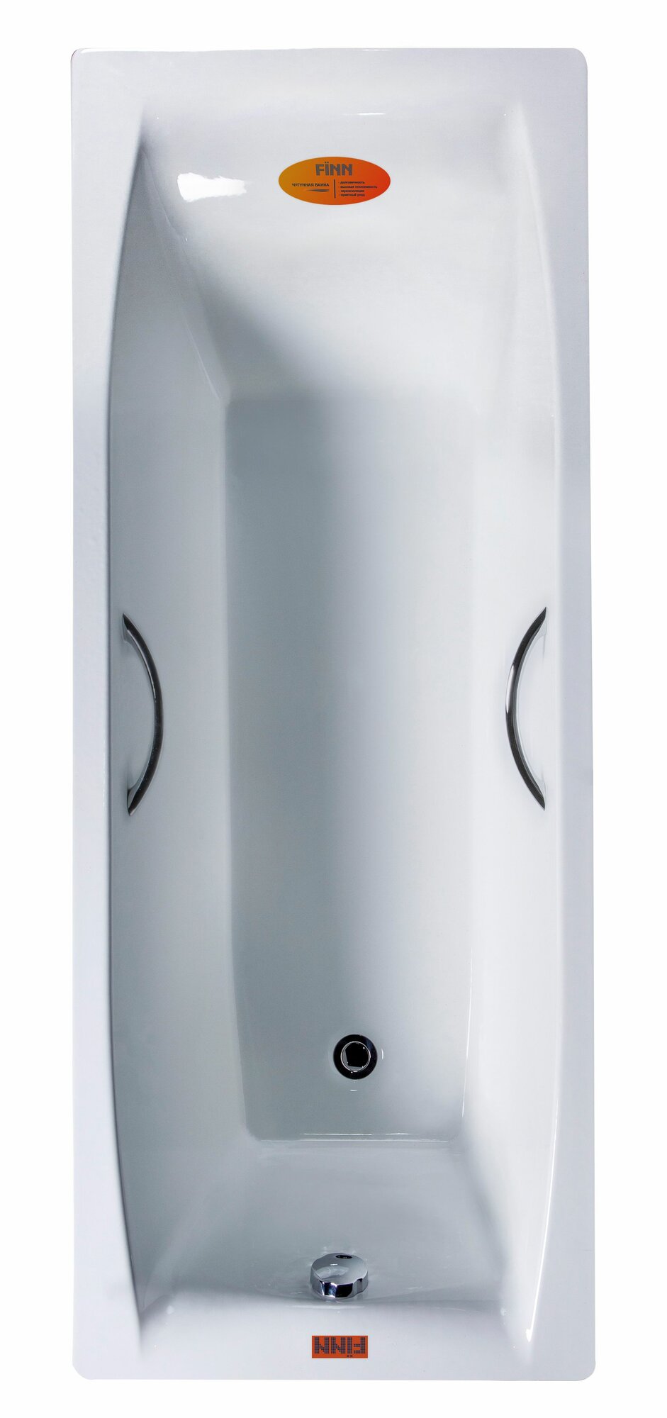 Чугунная ванна Finn Kvadro Deep 170x70x44 с дугообразными хромированными ручками