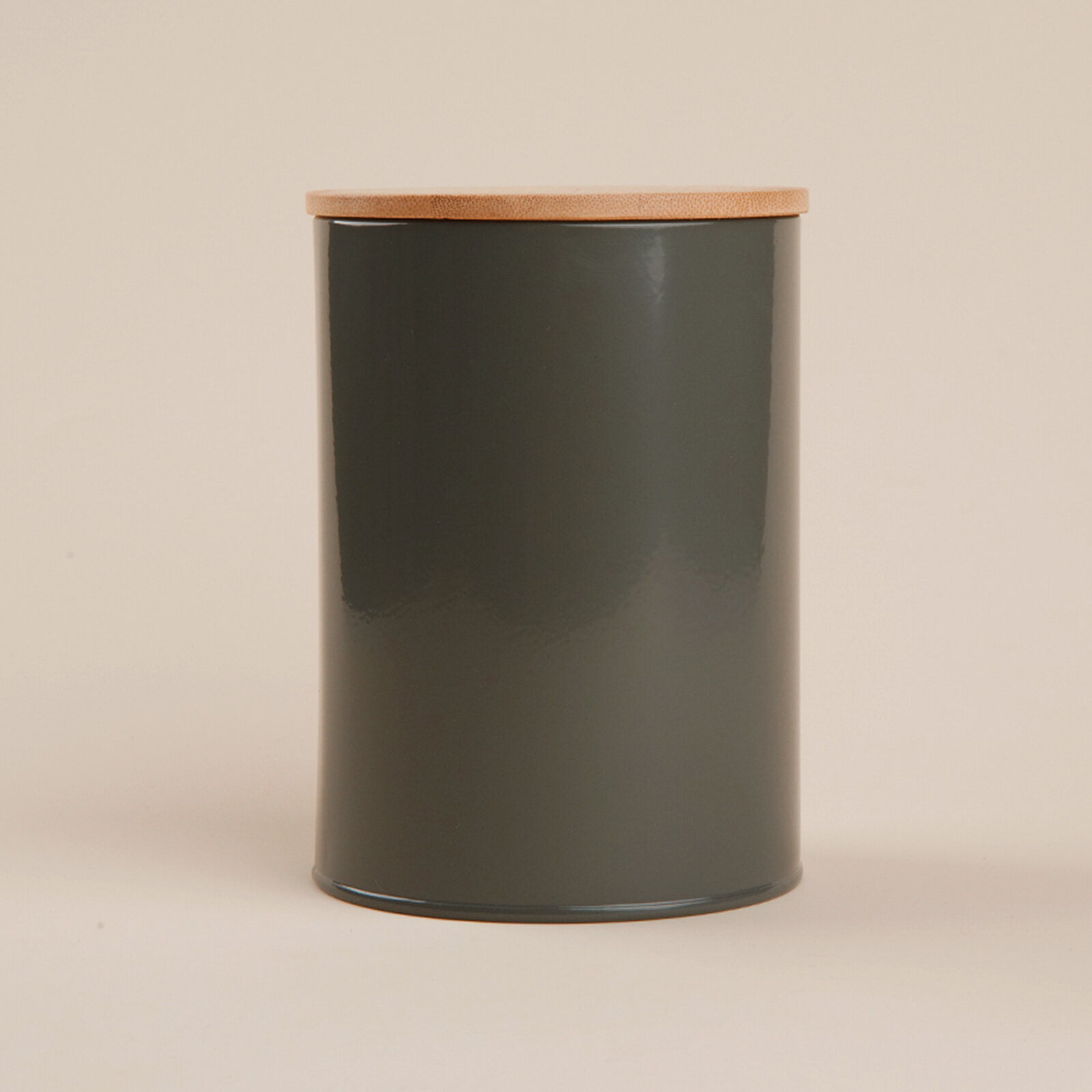 Банка для хранения сыпучих продуктов SL Home «Каса Перфекто», 11×15 см, цвет серый, с бамбуковой крышкой, 9918970