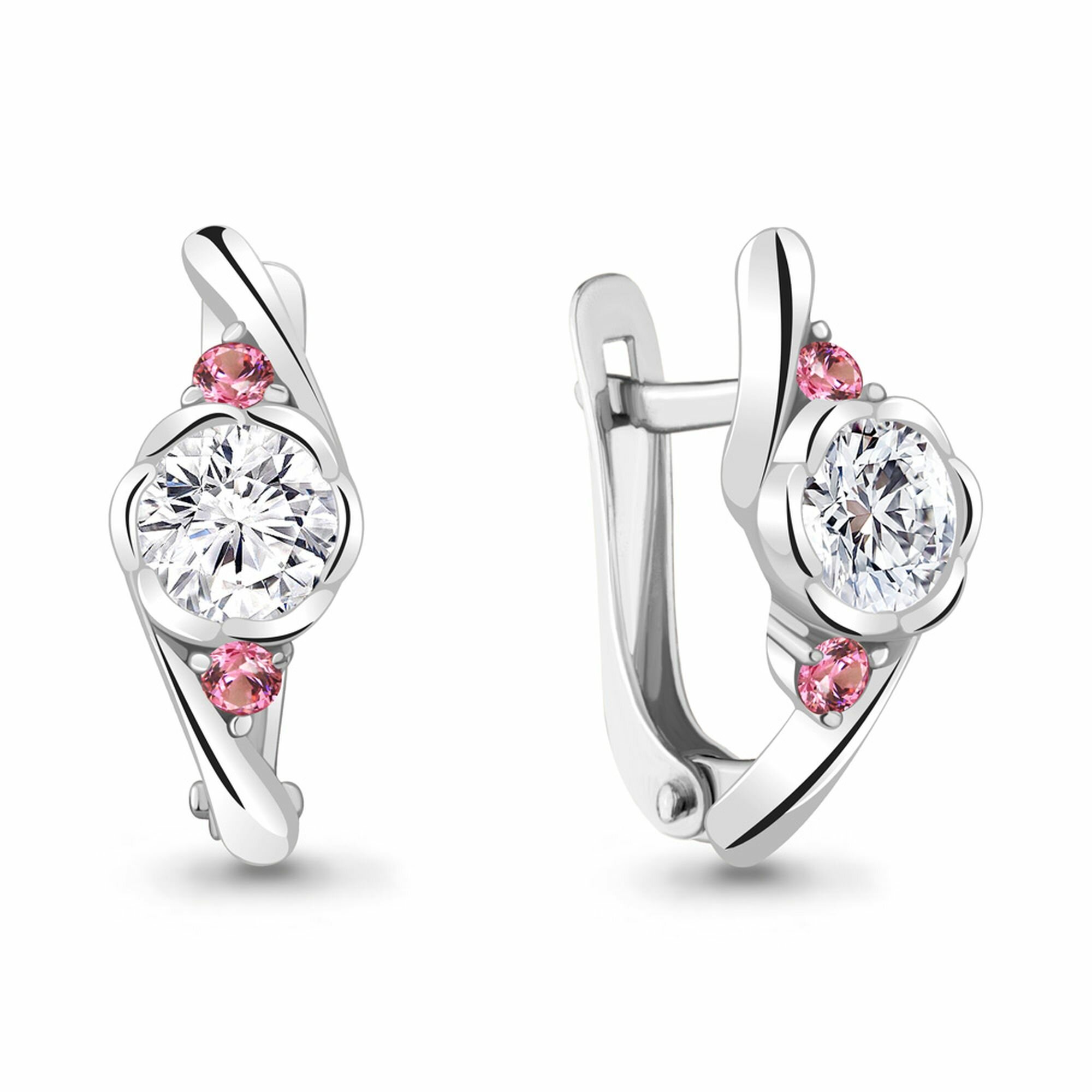 Серьги, серебро, 925 проба, родирование, фианит