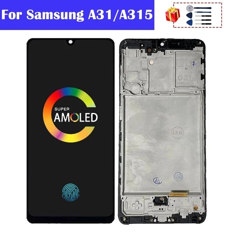 Super AMOLED A315 A315F ЖК-дисплей для Samsung Galaxy A31 ЖК-дисплей с рамкой SM-A315F/DS A315G Дисплей с цифровым преобразователем сенсорного экрана в сборе AMOLED with Frame