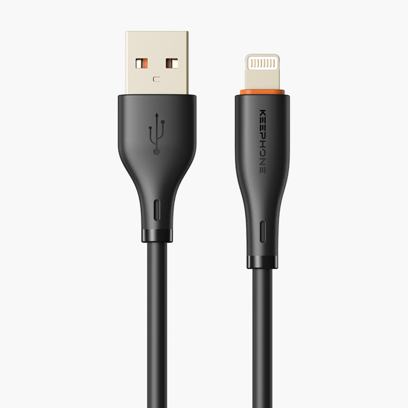 Кабель силиконовый 10W USB-A to Lightning Keephone Без спутывания, быстрая зарядка и синхронизация 480 Мбит/с, 1 м. чер