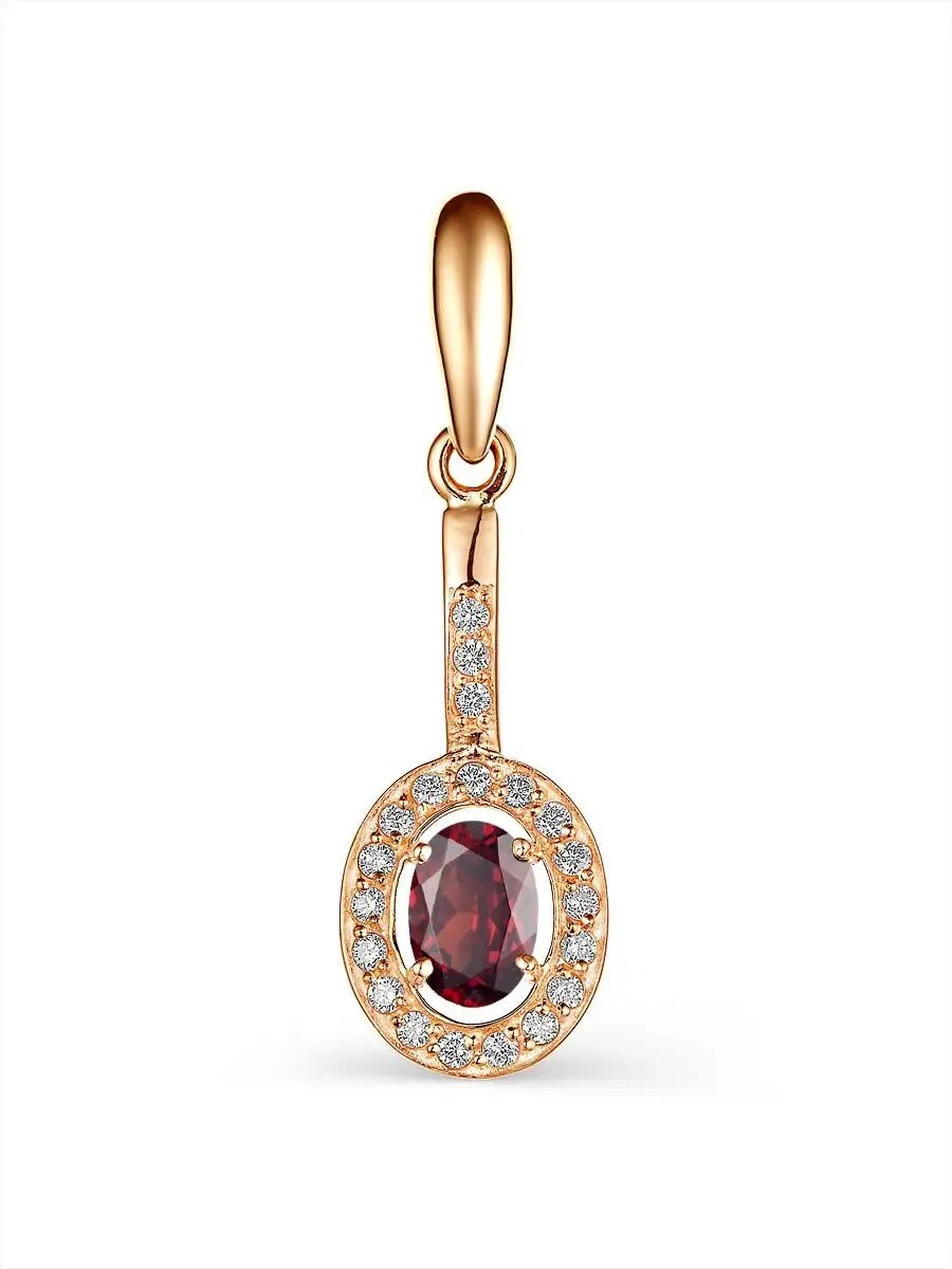 Подвеска, красное золото, 585 проба, бриллиант