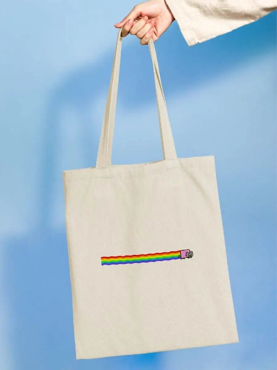 Сумка шоппер  с принтом nyan cat нян кэт