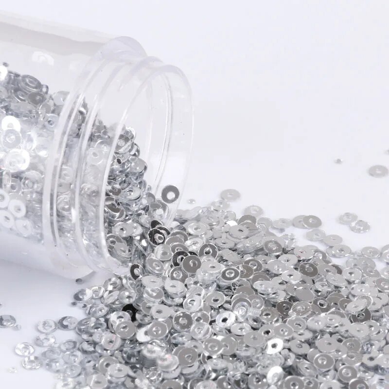 Плоские круглые серебристые блестки isequins 2 мм Серебряный, Silver