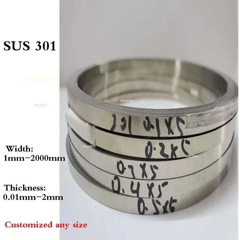 Полоса из нержавеющей стали SUS301 0.1x5x1000mm