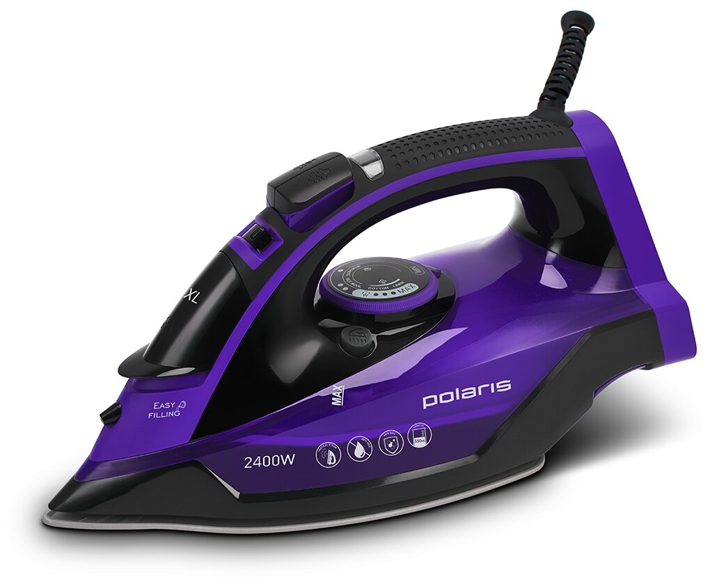 Утюг PIR 2415К с отпар. Черный/фиолетовый POLARIS, Утюг Поларис PIR 2415K