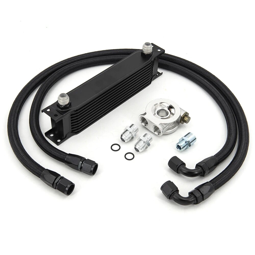 Универсальный Гидравлический масляный радиатор для гоночного автомобиля, 10 экскаваторов, комплект с масляным фильтром, сэндвич-адаптер + шланг an10