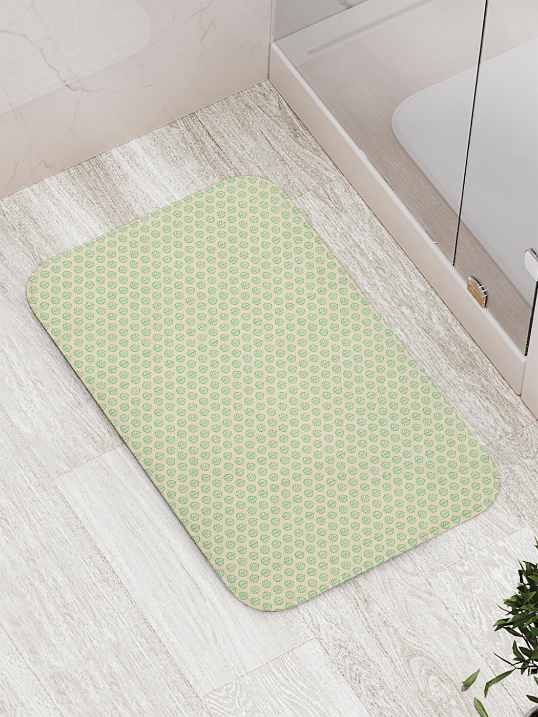 Коврик для ванной комнаты и туалета противоскользящий "Графика листьев" 52х77 см, JoyArty