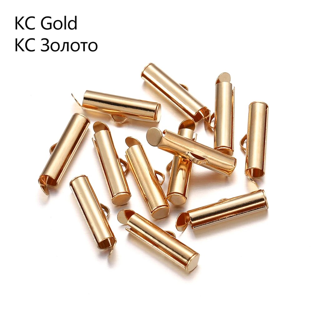 Замки-трубки для браслетов, KC Gold, 10 мм, 50 шт