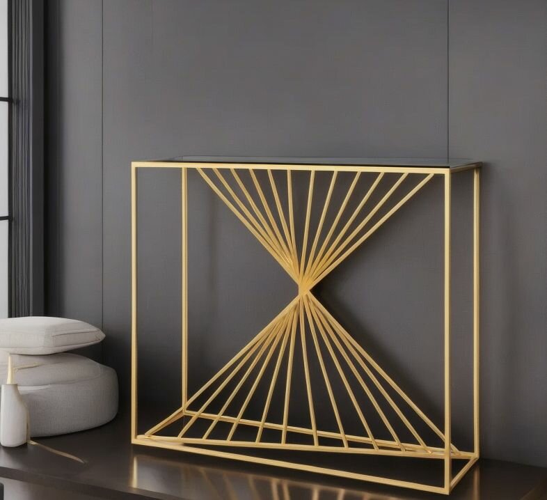 Консольный столик PARIS, туалетный столик 990х875х280мм (золото/стекло серое графит)