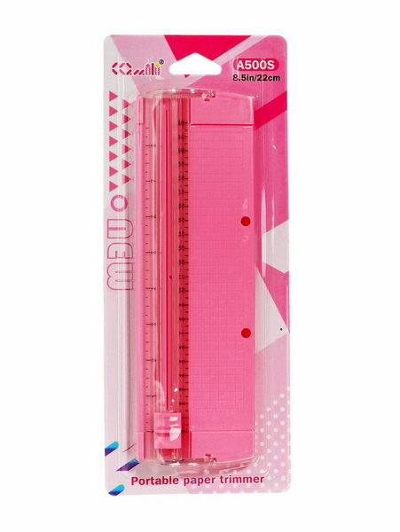 Резак для бумаги роликовый А5, до 3 листов, безопасное, розовый