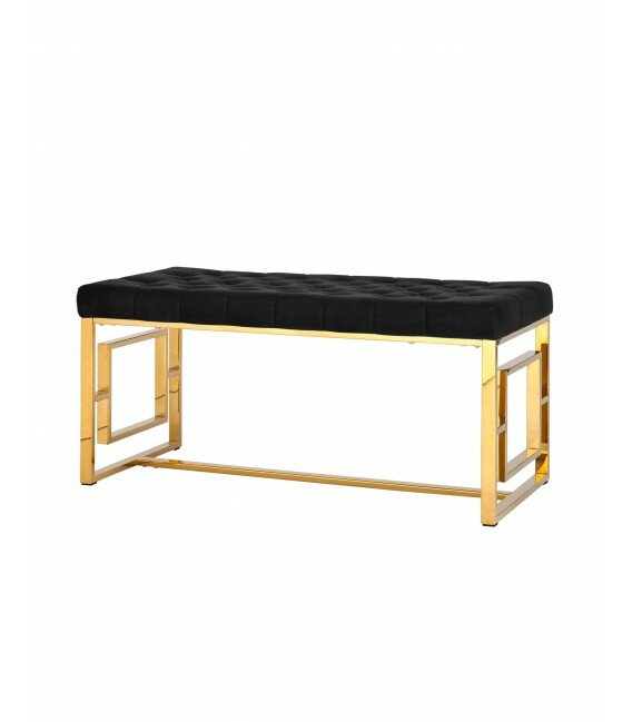 Банкетка-скамейка Барди велюр черный сталь золото