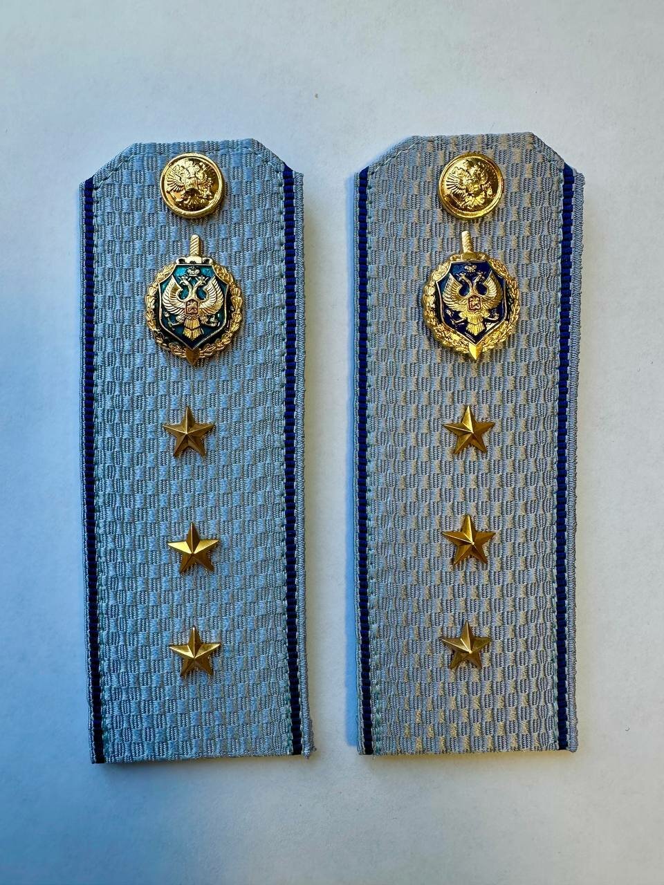 Погоны Фсб голубые картон звание Старший Прапорщик 14см