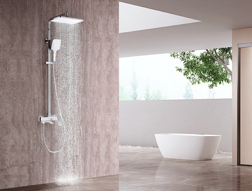 Душевая система с тропическом душем из латуни Ganzer GZ44161-F белый