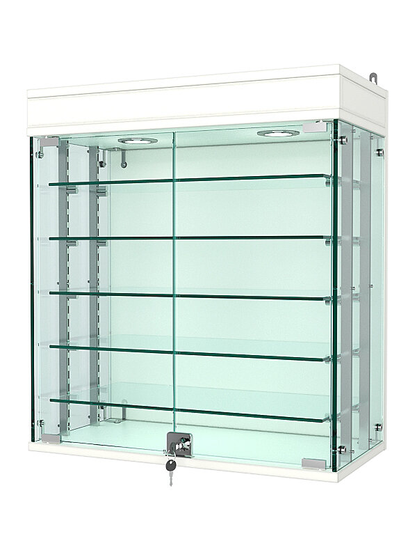 Витрина "атриум" с регулировочными полками настенная №1А-2Г-РЕГ, Белый