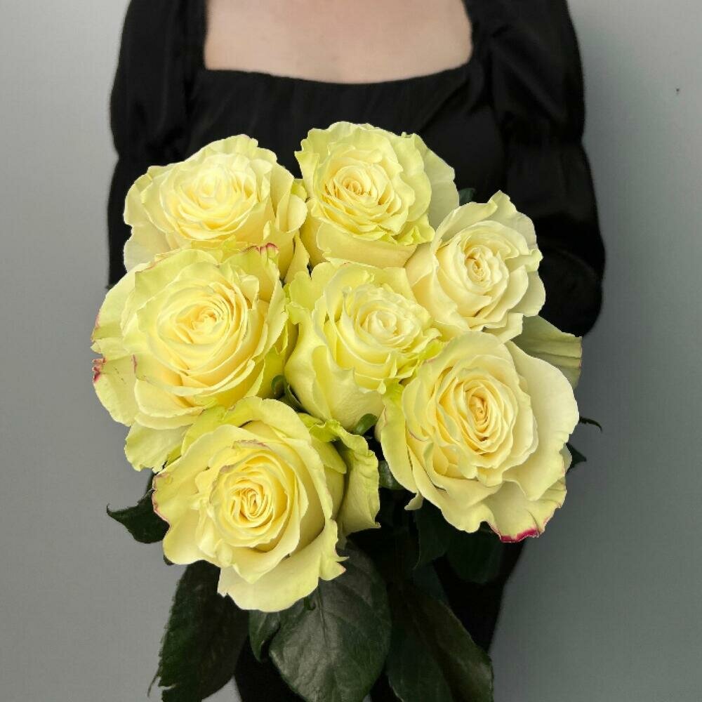 Букет "PROTEA - Студия Цветов", из кремовых роз Мондиаль 7 шт.