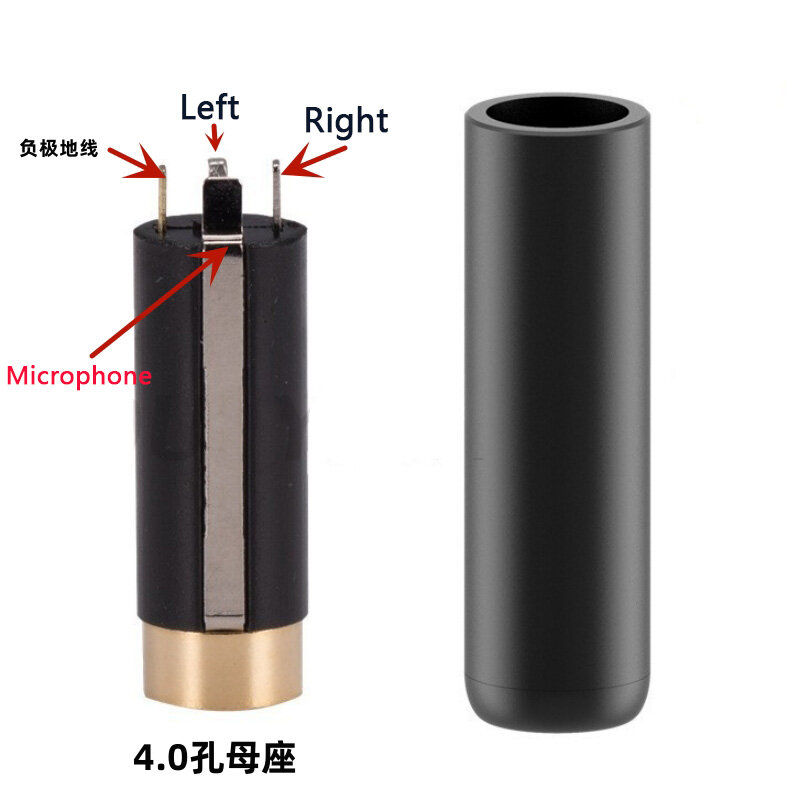 1 шт. 3,5 мм 4-полюсное стерео гнездо Позолоченный проводной разъем для наушников сделай сам Диаметр хвостового отверстия 4 мм. Чёрный