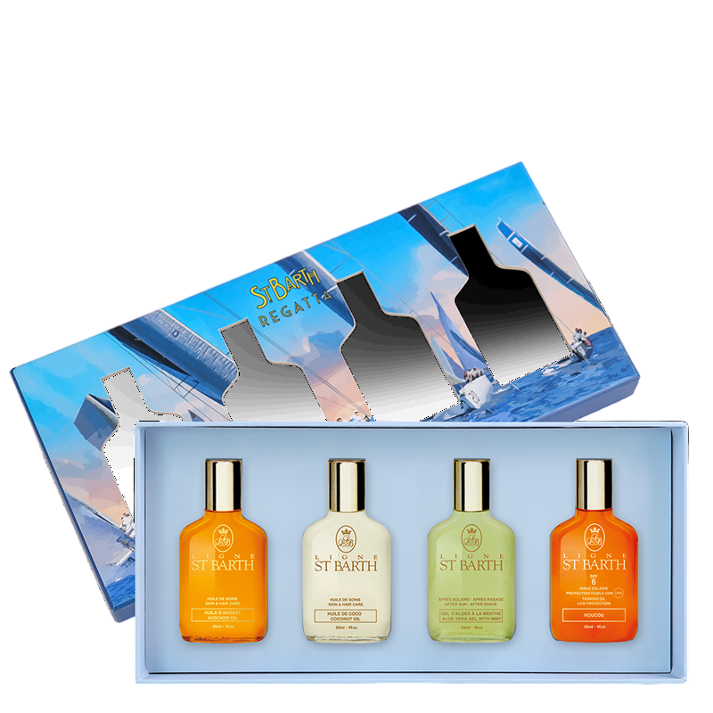 Ligne ST BARTH Лимитированный набор ST BARTH REGATTA 4x25 ml. Для загара и увлажнения в дорожном формате.
