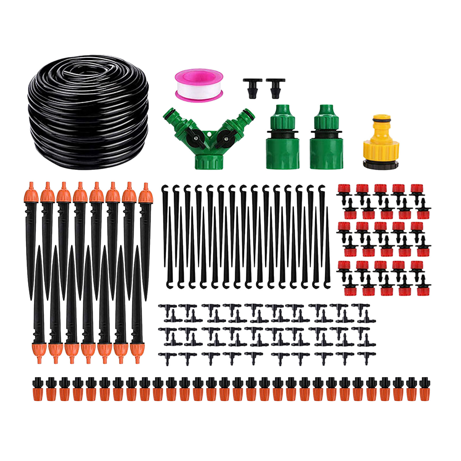 Система Полива Сада: 50м Трубки и 90 Насадок для Точечного Орошения - Инструмент- Монтаж Система Разбрызгивания for Огород, Теплица и Патио