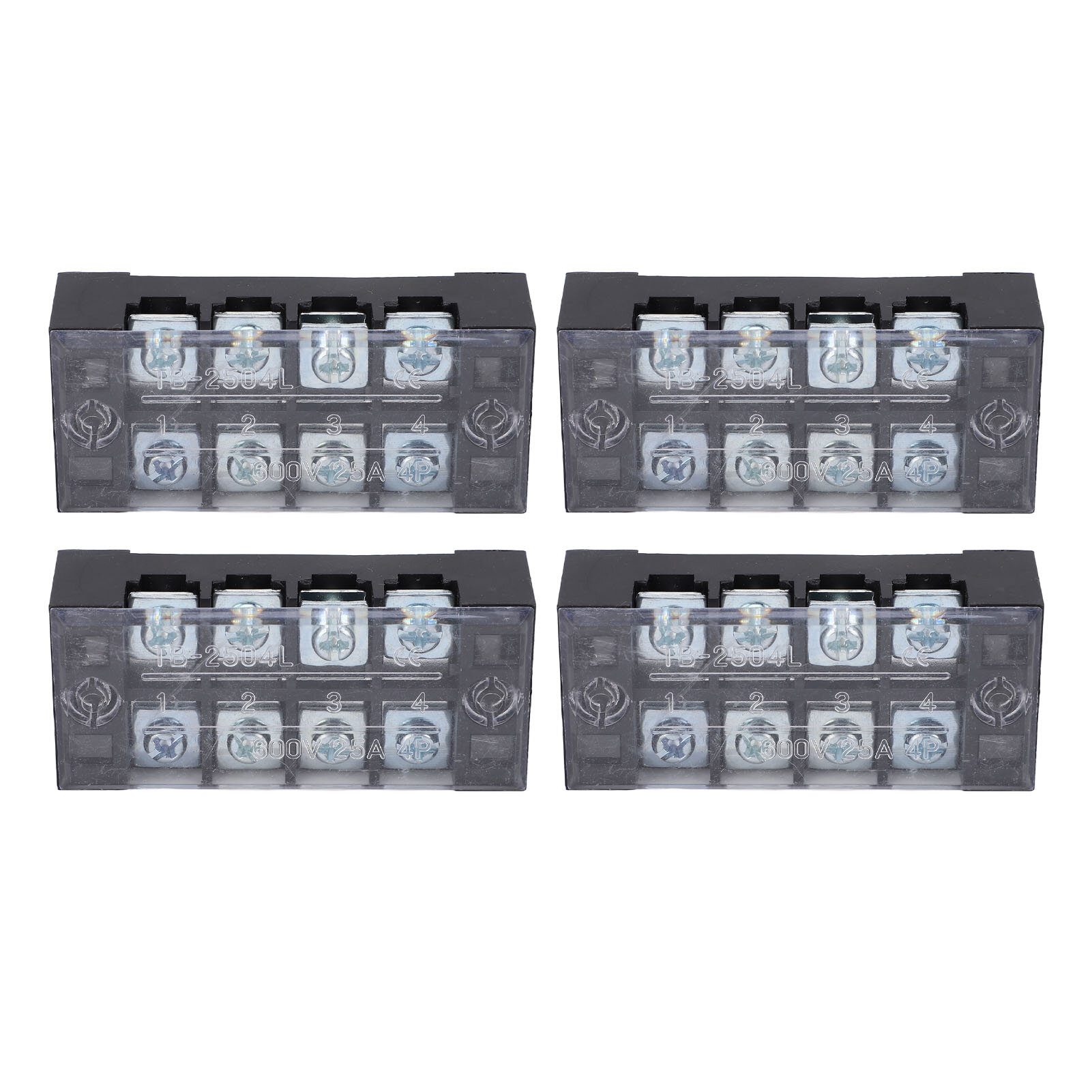 Клеммная колодка с двухрядным винтовым зажимом, клеммная колодка для сильноточных проводов с крышкой 600 В 25 А, 4 шт, 4 позиции (2504)