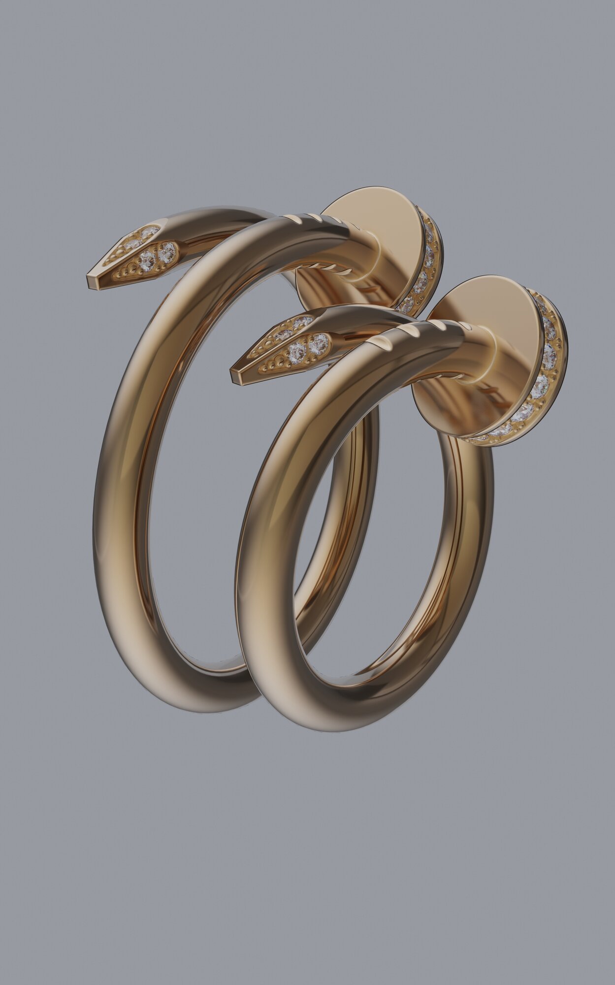 Р-р 18 3d модель 3д файл Stl, 3d-jewelry, Кольцо гвоздь с камнями.